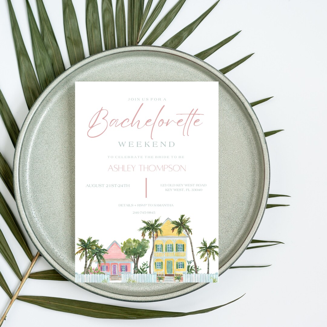 Key West Digital Bachelorette Invitation / Florida Keys Invite Bach ...