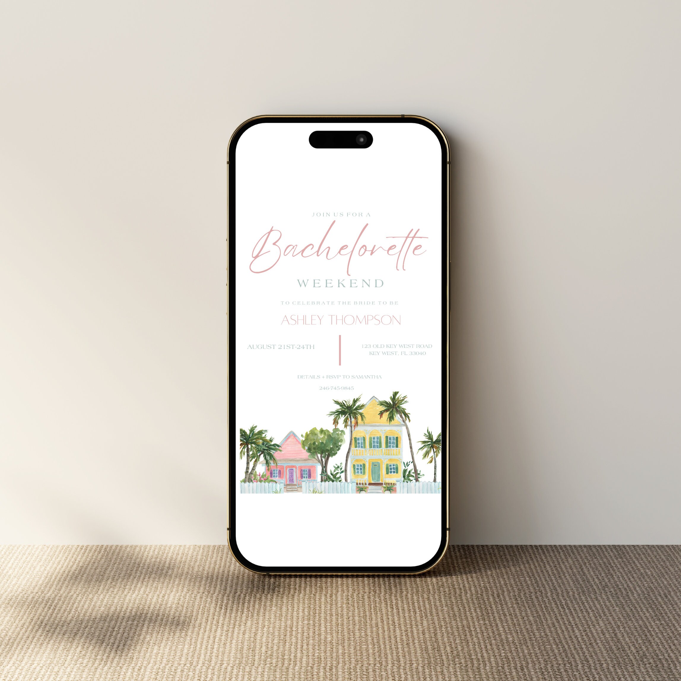 Key West Digital Bachelorette Invitation / Florida Keys Invite Bach ...