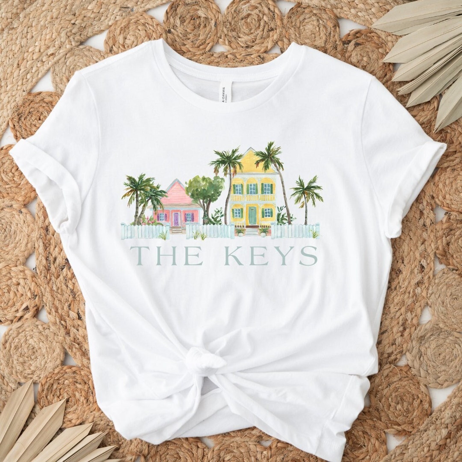 Florida Keys Tee: Watercolor Beach House Shirt - Etsy