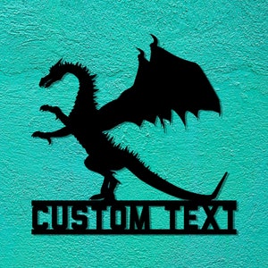 Custom Dragon Name Wall Signs, Unique Dragon Metal Sign Personalized ...