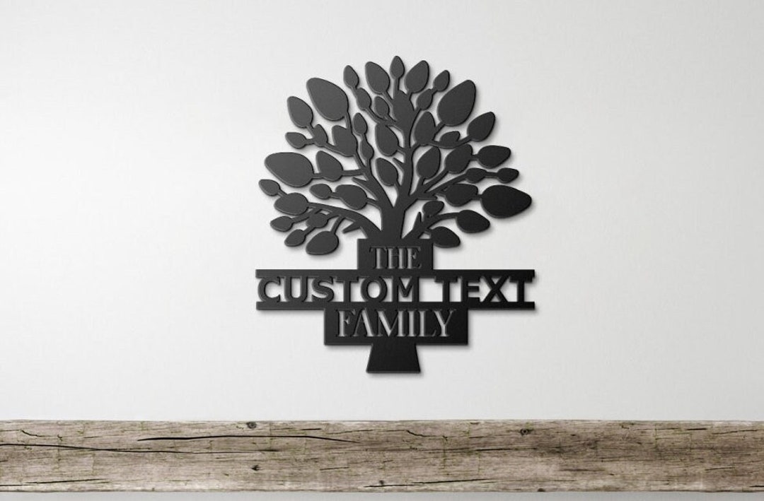 Custom Last Name Metal Sign, Personalized Tree of Life Name Sign, Front ...