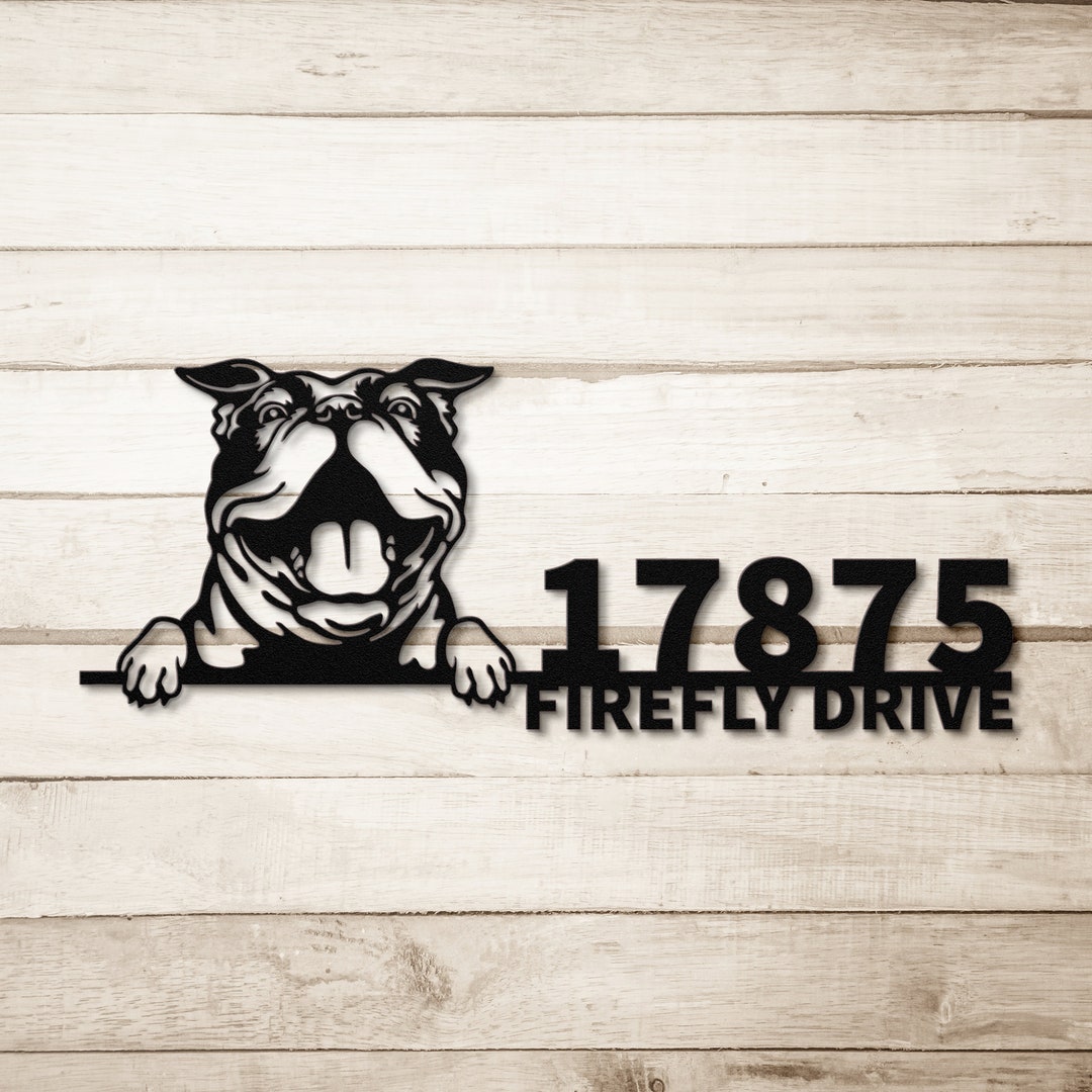 Dog Shaped Address Sign, Peaking Dog Address Sign, Bulldog House Gifts ...