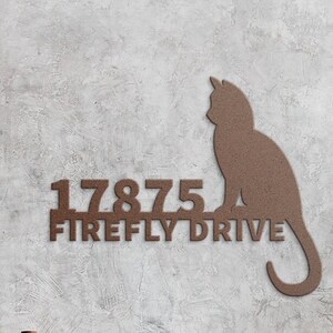 House Number Sign, Metal Feline House Number, Custom Number Sign ...