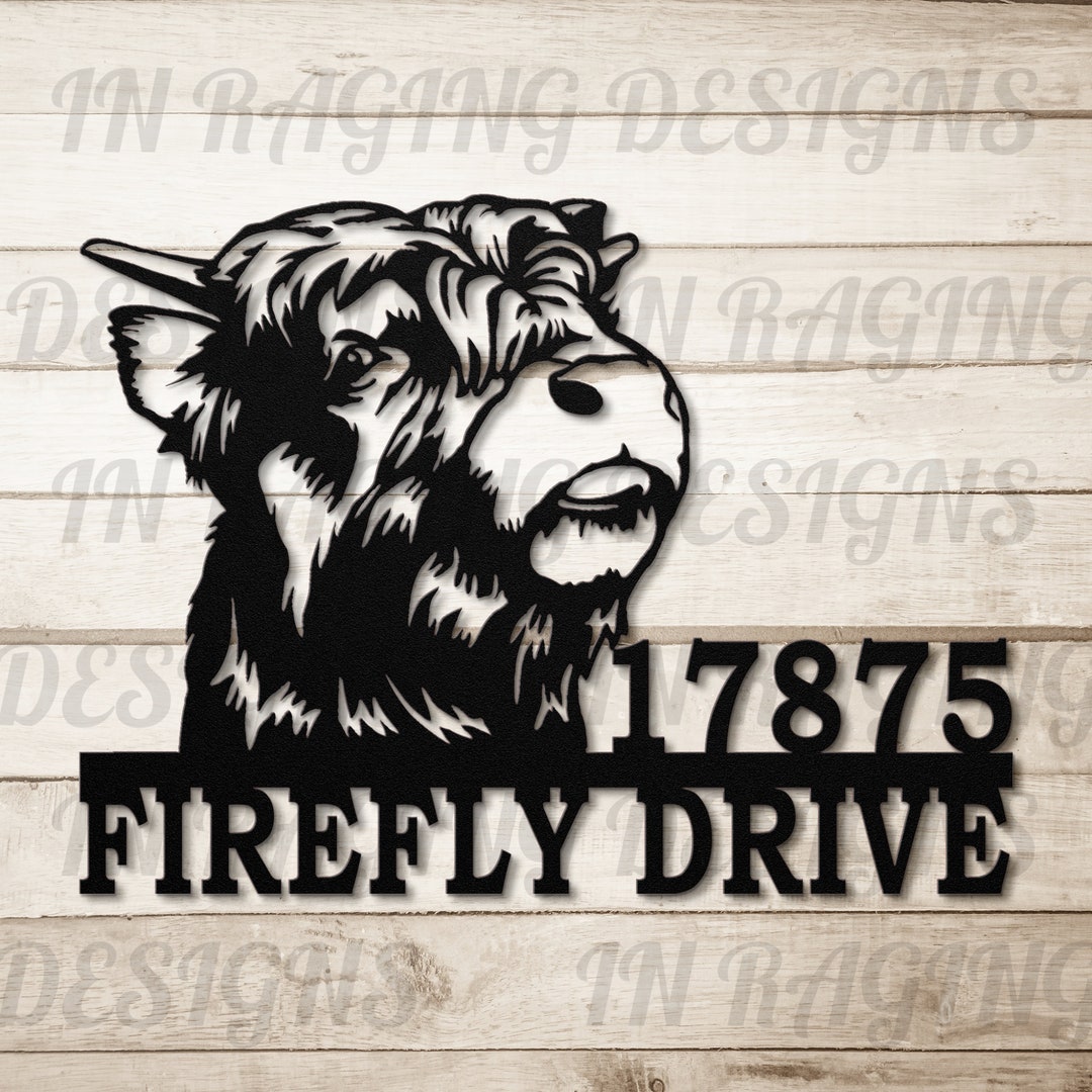 Custom Highland Cow Address Sign, Personalized Welcome Mini Cow Metal ...