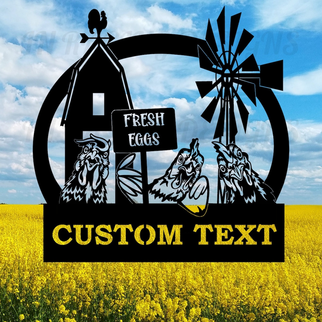 Custom Metal Sign, Funny Hen House Sign, Chicken Coop Fresh Eggs Sign ...