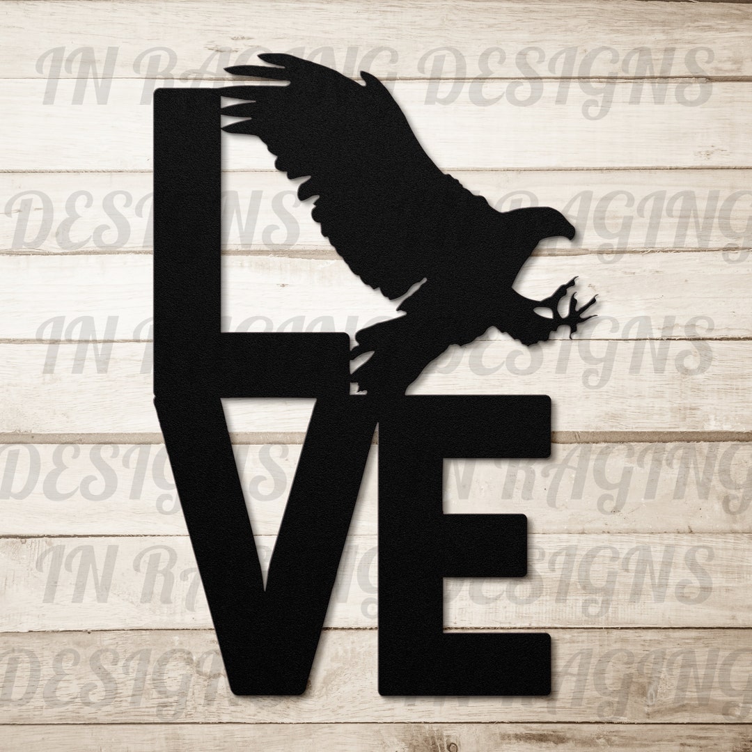 Eagle Love Monogram, 18 Gauge Eagle Metal Wall Art Décor, Custom Made ...
