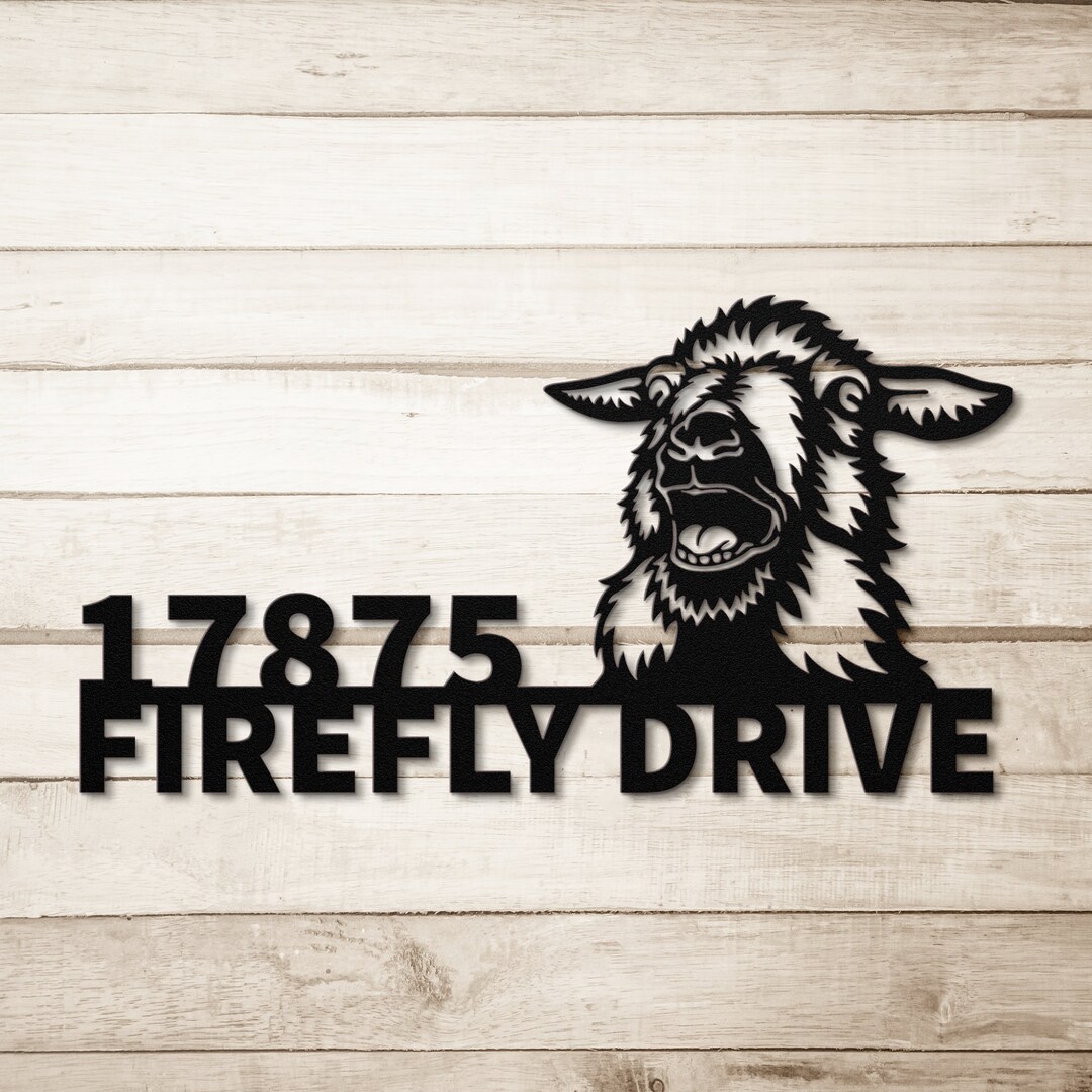 Goat Metal Address Plaque for House, Customized Address Sign, Metal ...