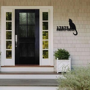 House Number Sign, Metal Feline House Number, Custom Number Sign ...