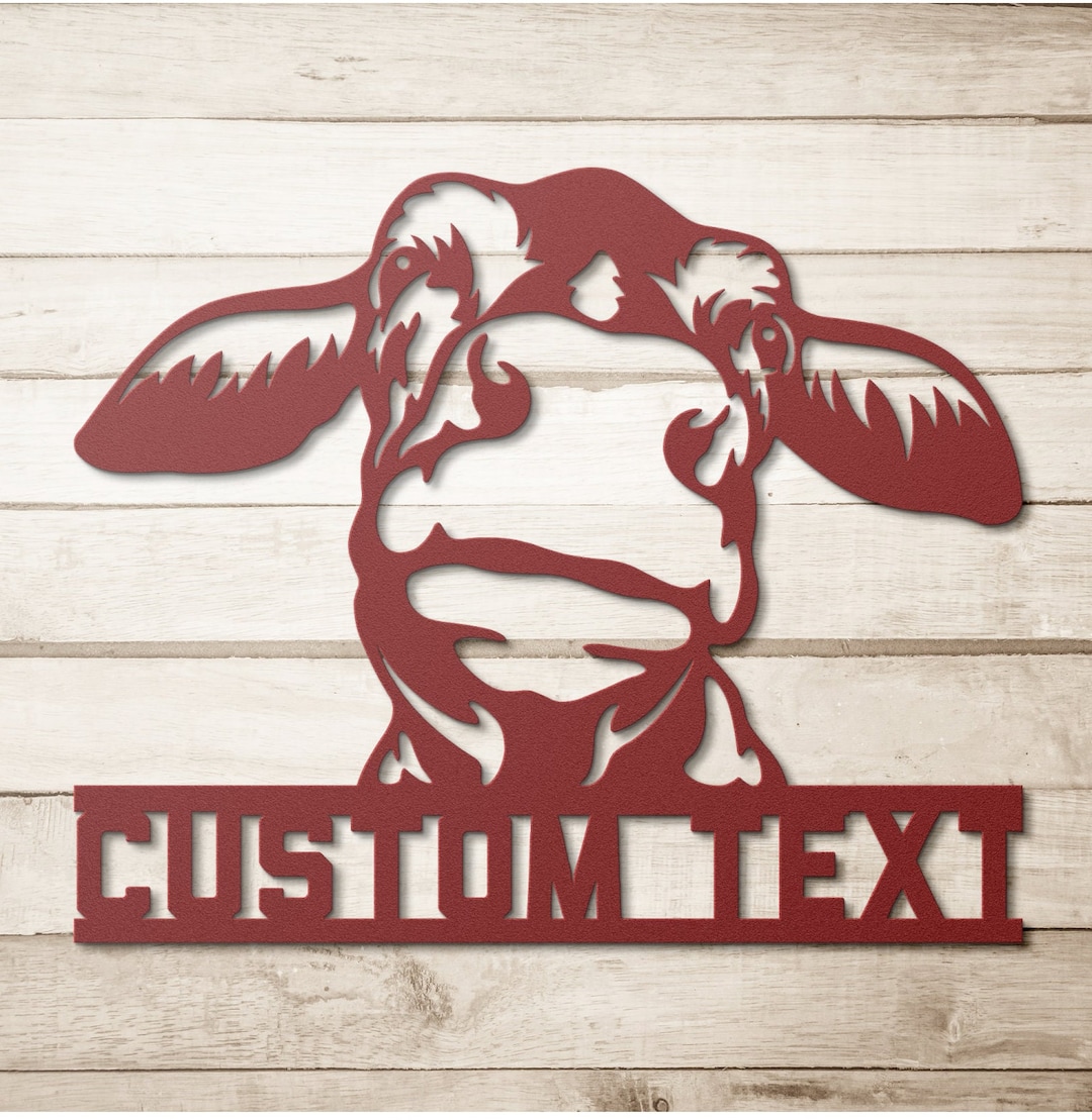 Personalized Cow Metal Sign Art, Custom Cow Farm Metal Sign, Farm Name ...