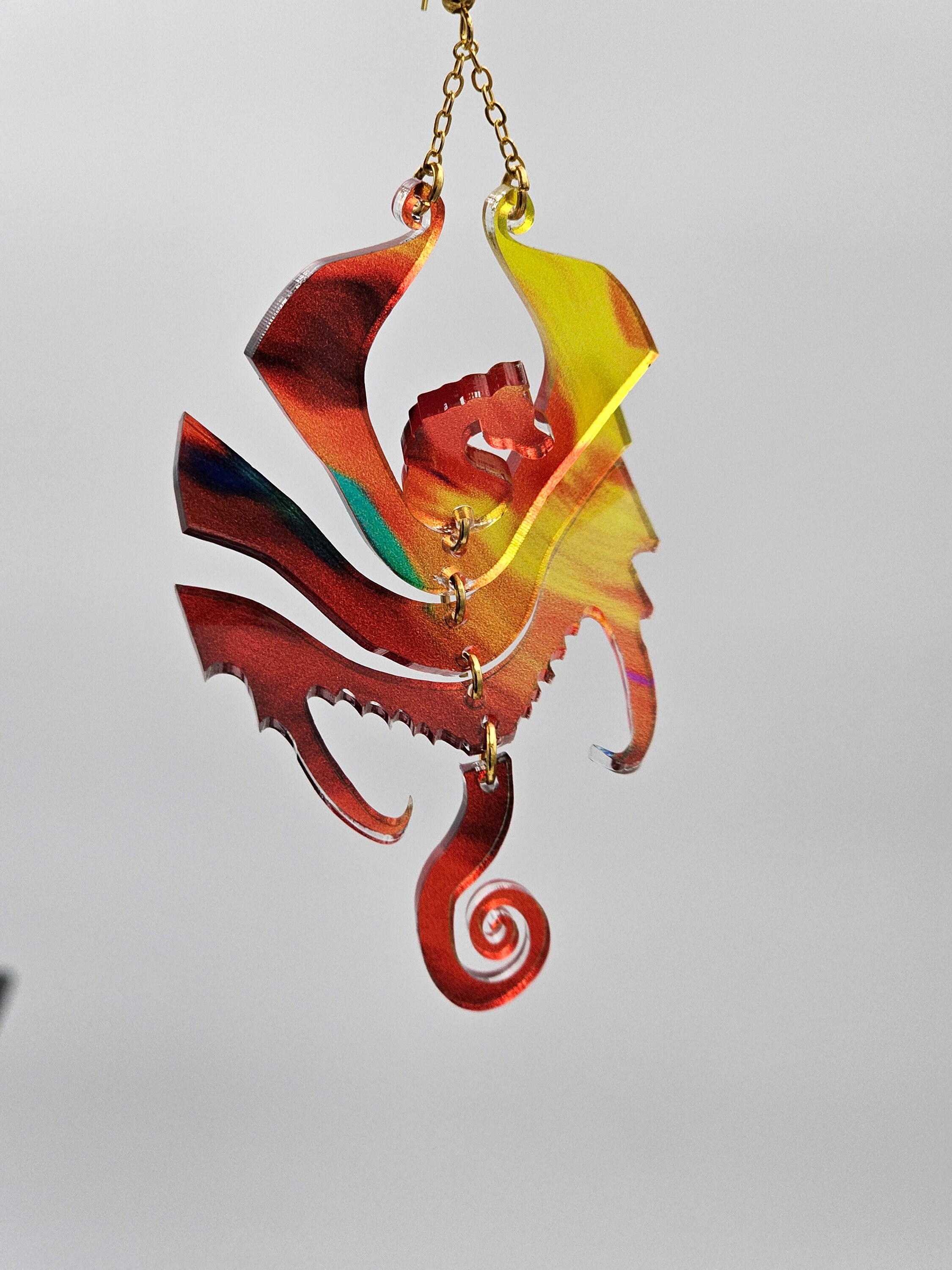 DIGITAL Stacked Dragons With Tails Earrings Dangle Drop - Etsy