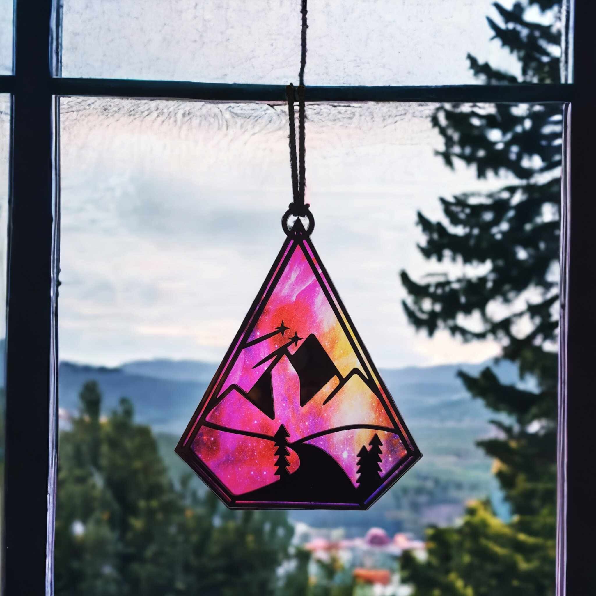DIGITAL Mountains and Night Sky Sun Catcher - Etsy