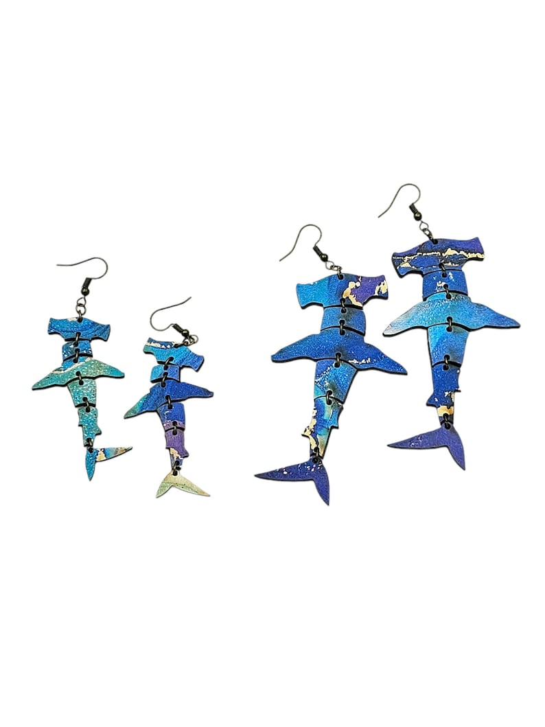 DIGITAL Mini Stacked Hammerhead Shark Earrings Dangle Earring Dangle ...