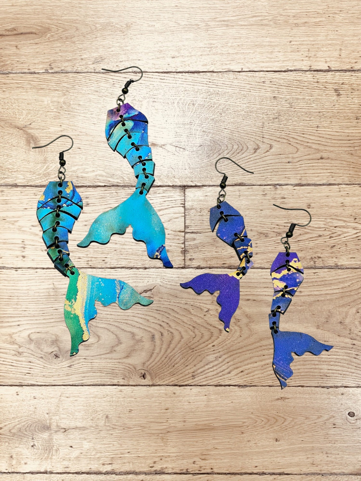 DIGITAL Mini Stacked Mermaid Tail Earrings Dangle Earring Dangle Drop ...