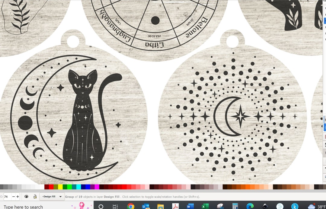 DIGITAL Wicca Cat and Moon Ornaments - Etsy