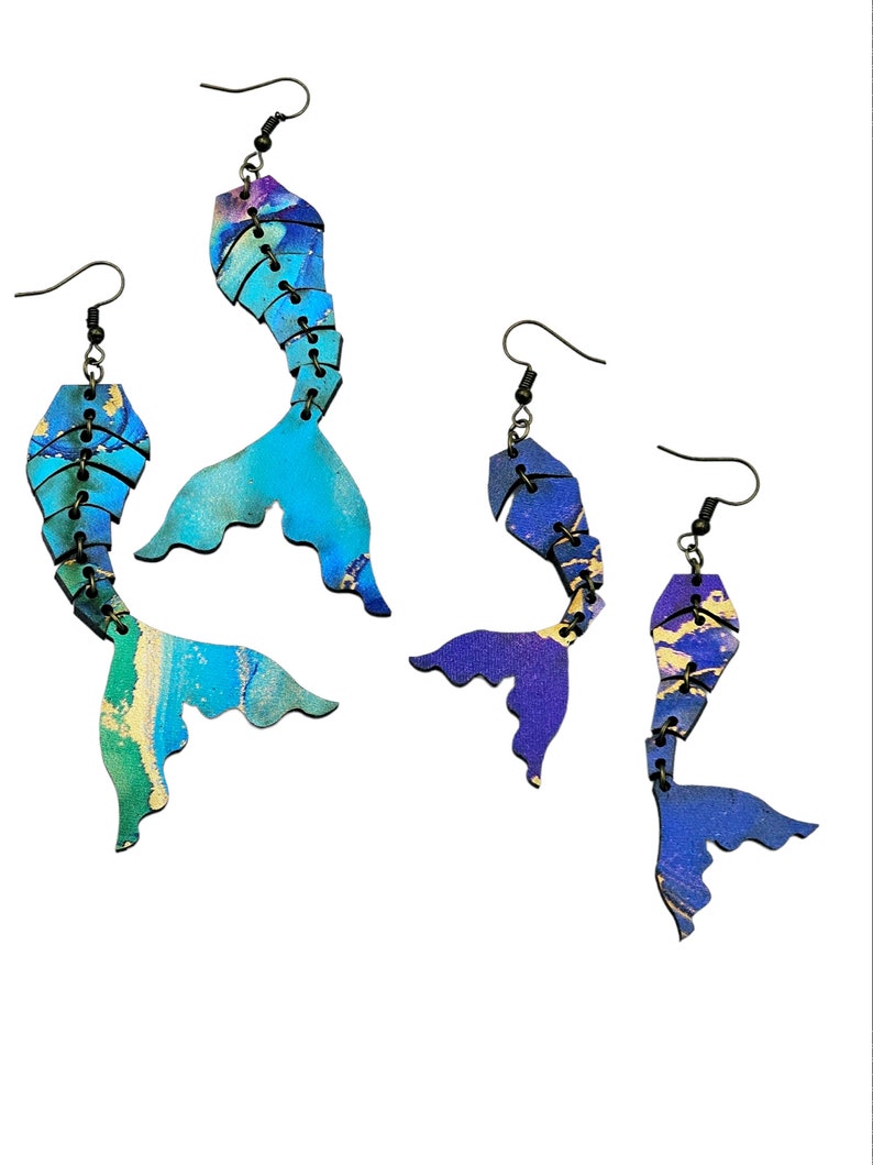 DIGITAL Mini Stacked Mermaid Tail Earrings Dangle Earring - Etsy