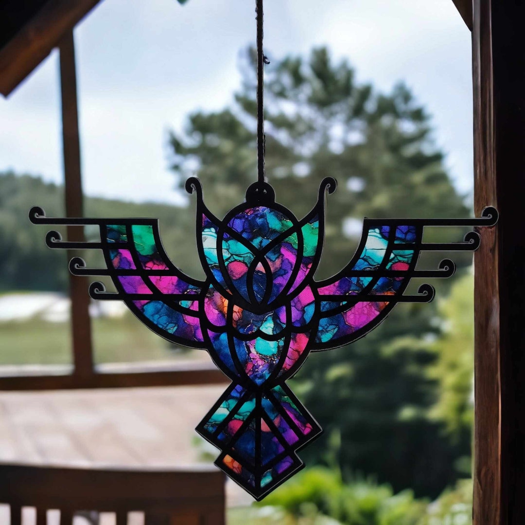 DIGITAL Flying Owl Sun Catcher - Etsy