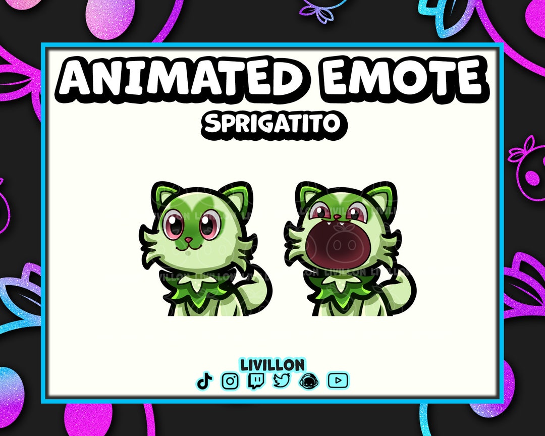 Pokemon Sprigatito Pop Animated Emote - Twitch and Discord - Etsy
