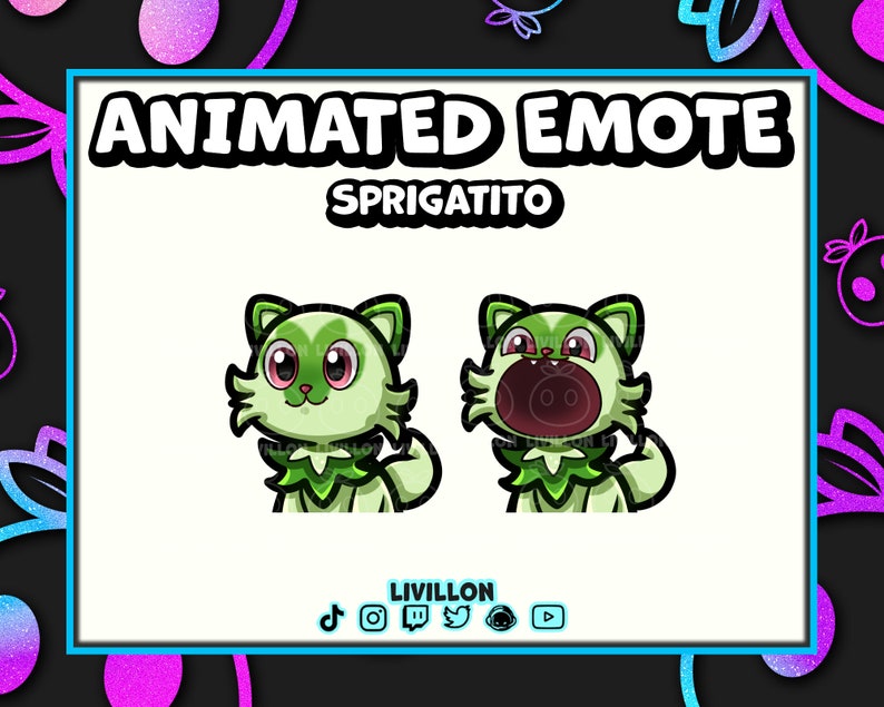 Pokemon Sprigatito Pop Animated Emote - Twitch and Discord - Etsy