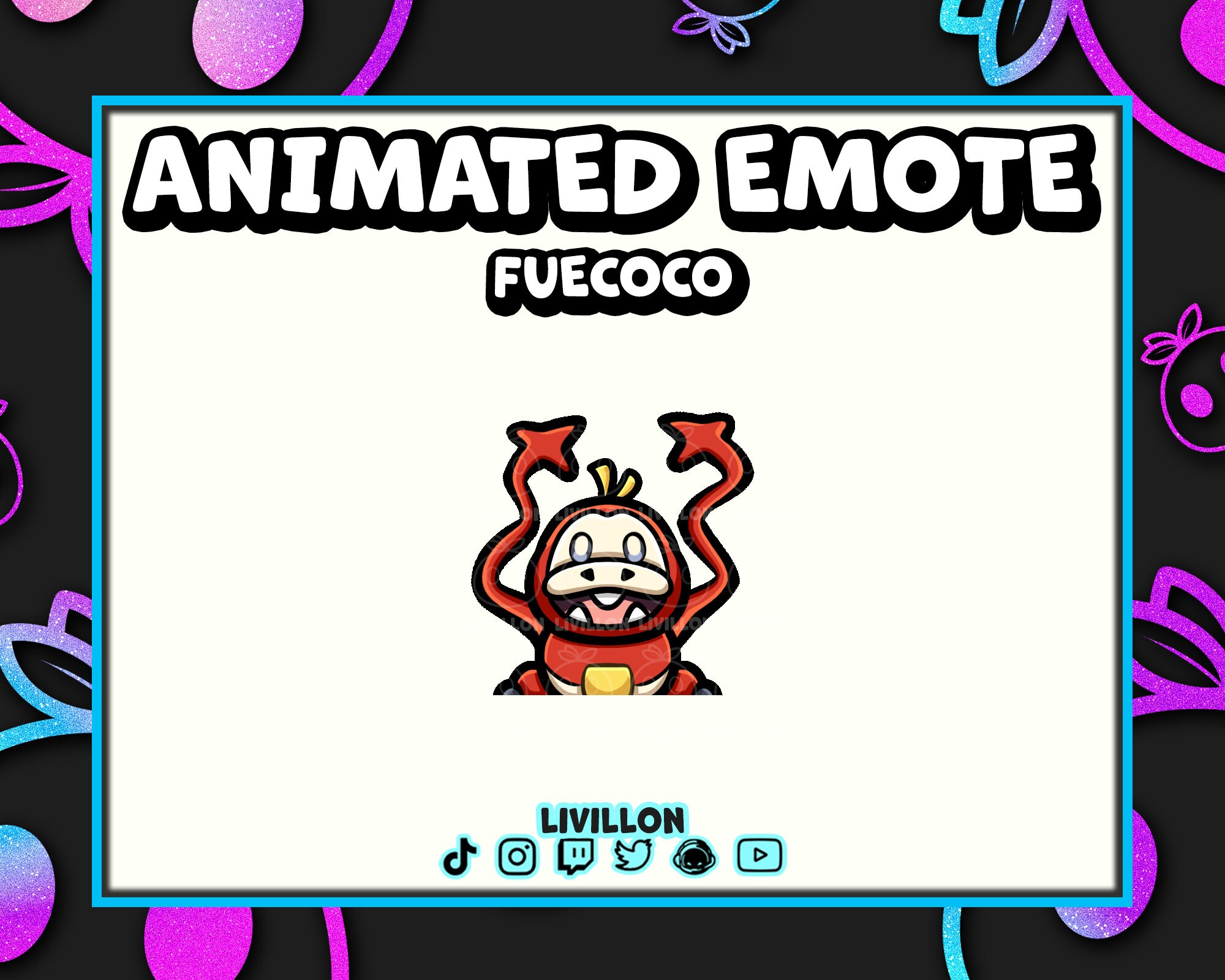 Pokemon Fuecoco Hypers Animated Emote - Twitch and Discord - Etsy