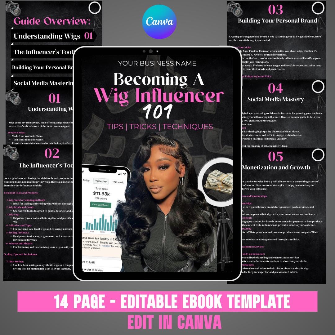 Wig Influencer Guide, PLR Ebook, Resell Rights, Master Wig Styling & Social Media, Make Money ...