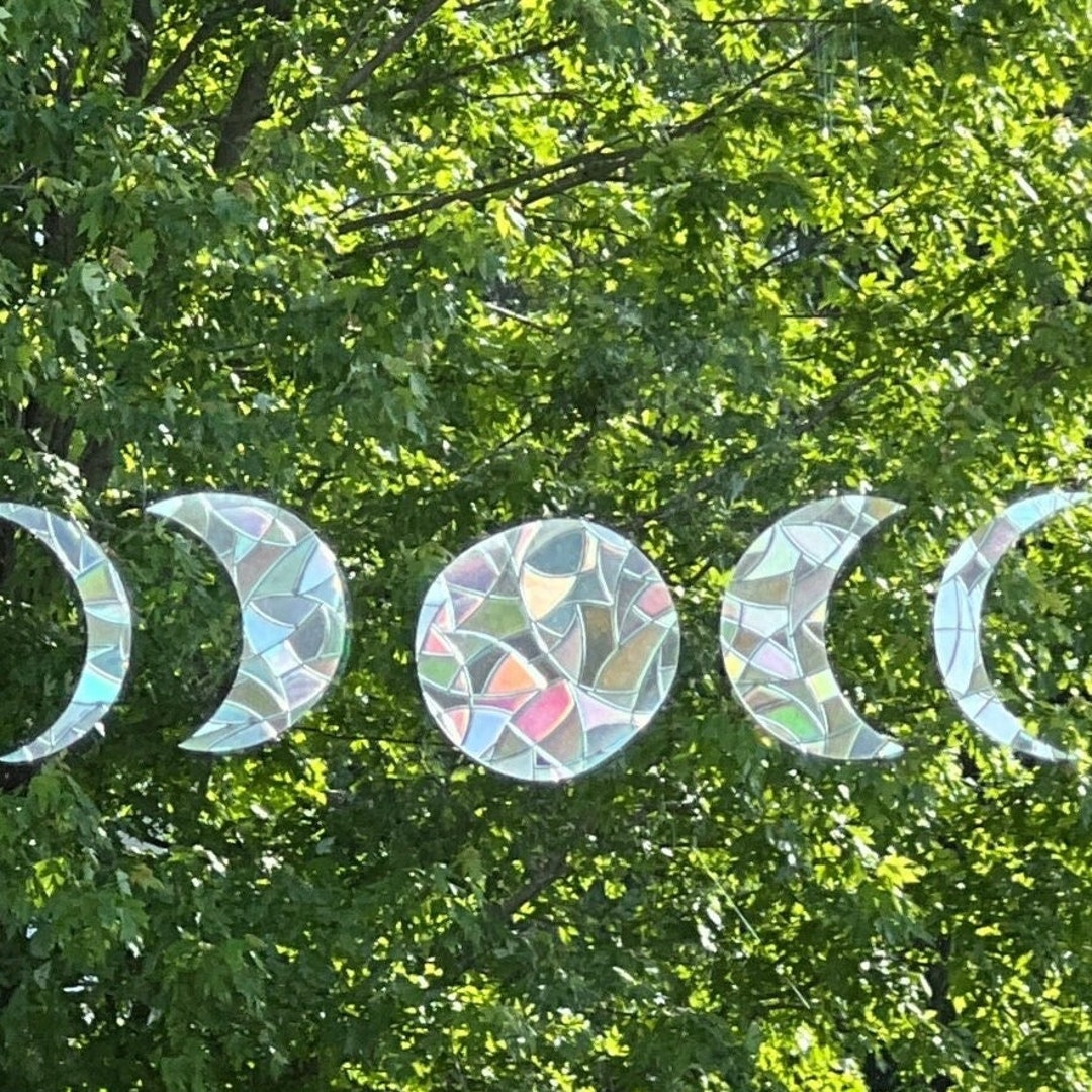MOON PHASES Suncatcher, Space Sun Catcher Decal, Rainbow Maker Sticker ...