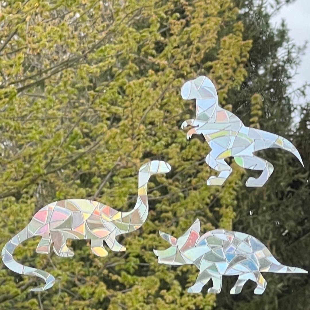 DINOSAUR SUNCATCHER SET, Sun Catcher Decal, Rainbow Maker Sticker ...