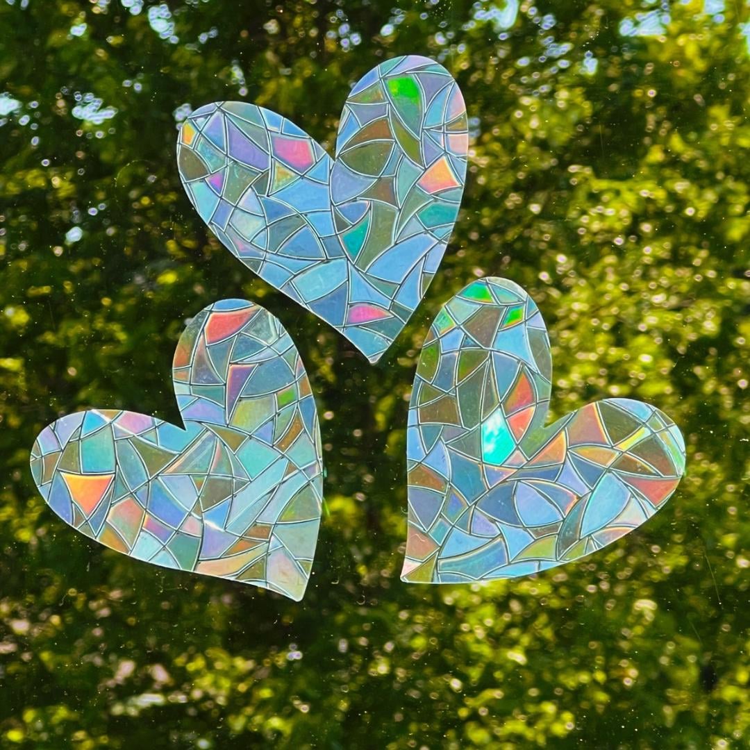 HEART SUNCATCHER SET, Sun Catcher Decal, Rainbow Maker Sticker, Prism ...
