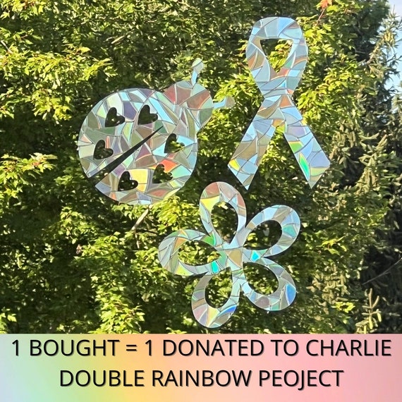 CHEERING FOR CHARLIE Rainbow Set of 3 Window Clings // Prism - Etsy
