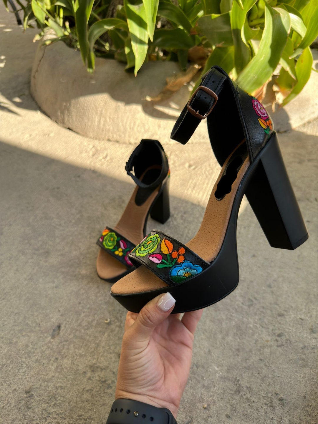 Mexican Heels. Floral Heels. Mexican Leather Heels. Mexican Wedges ...