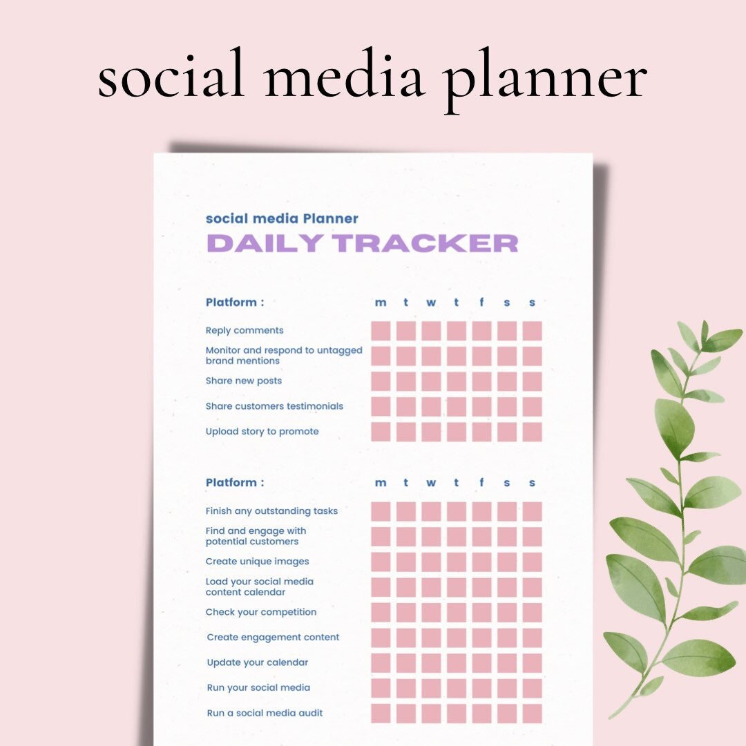 Social Media Planner Printable. Tracker for Instagram, Blog, Pinterest ...