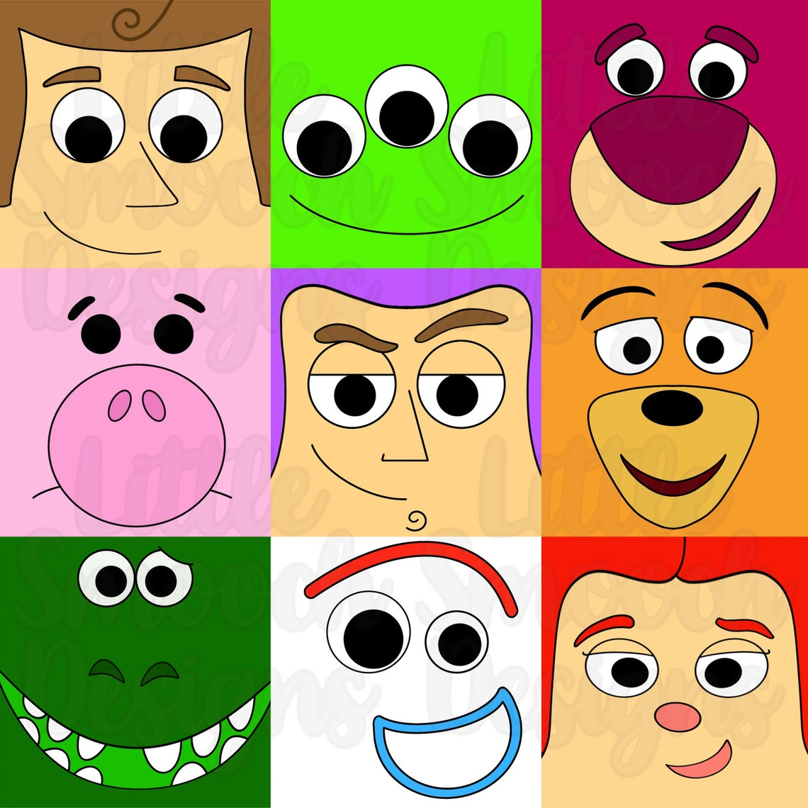 Toy Story Faces Patchwork Seamless Pattern / Surface Pattern / Digital ...