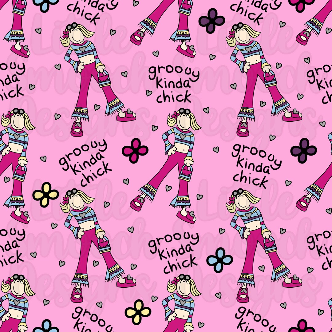 Groovy Chick 90s Retro Seamless Pattern / Surface Pattern / Digital ...