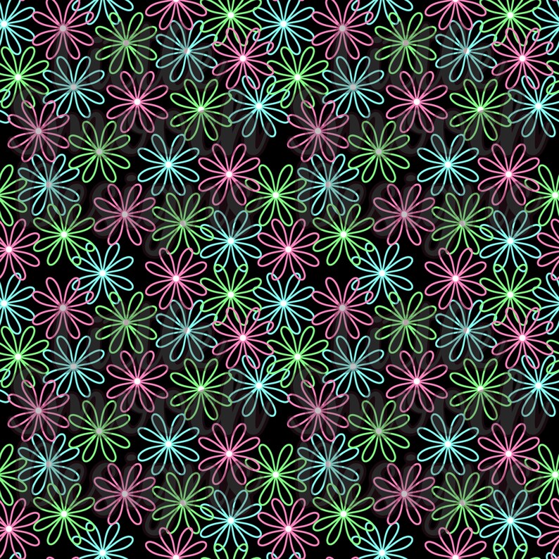 Neon Floral Flower Print Seamless Pattern / Surface Pattern / Digital ...