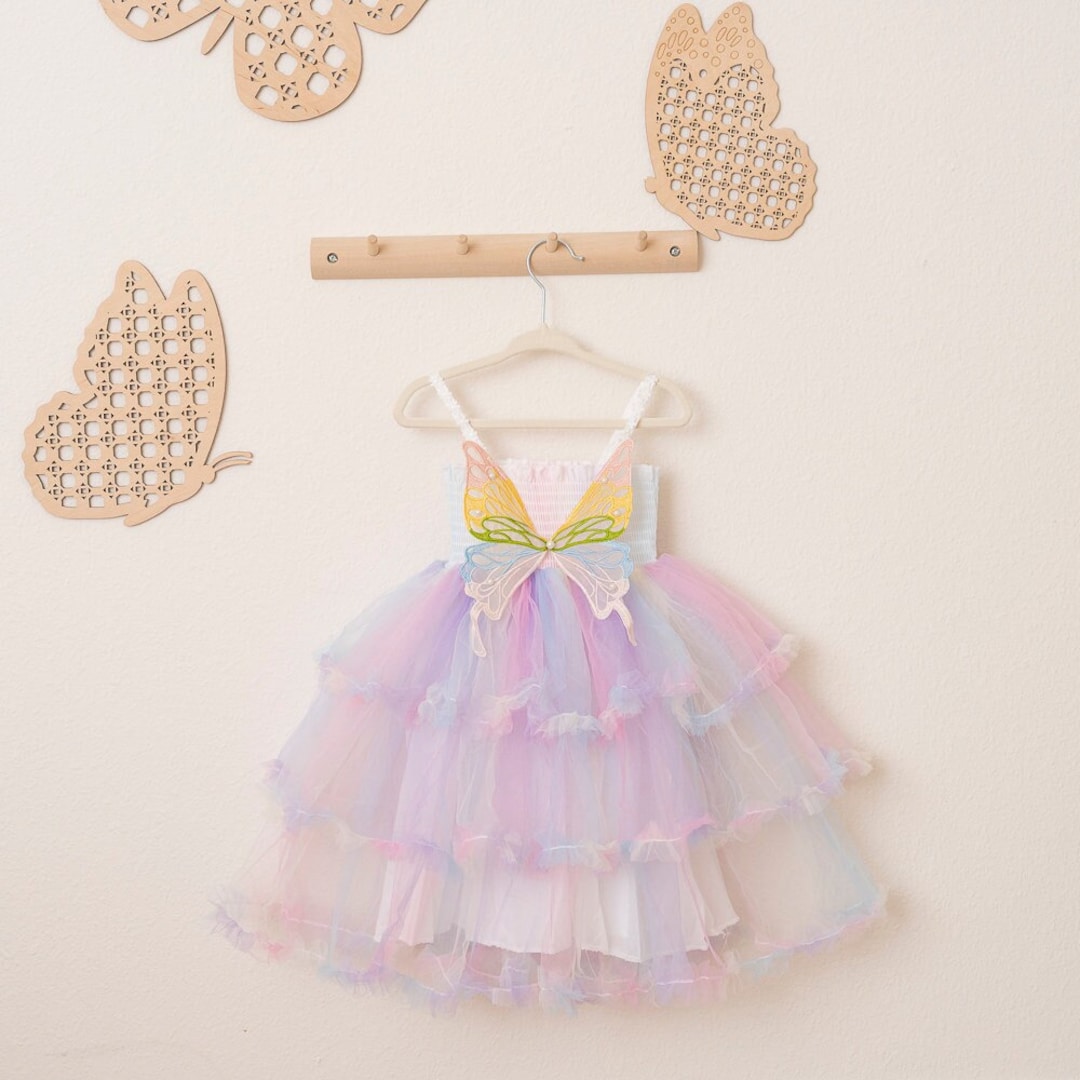 Rainbow Butterfly Costume, Tutu Dress for Little Girls, Halloween Dress ...