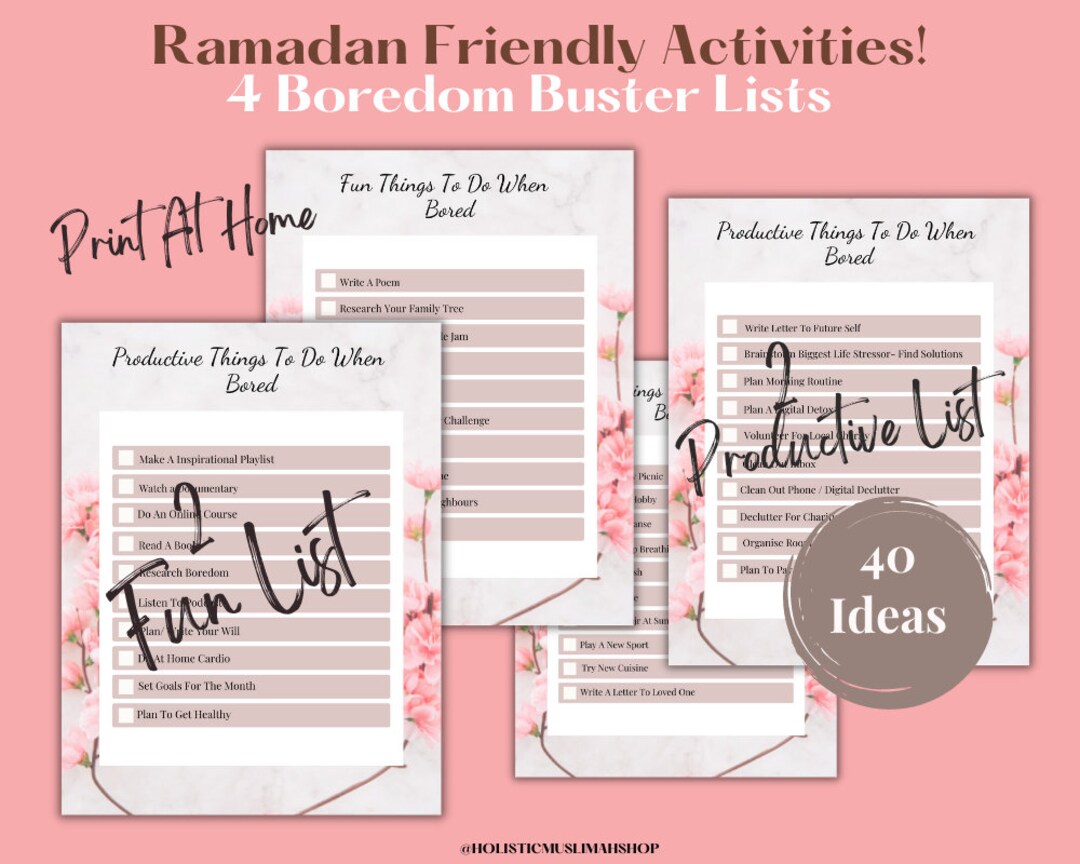 Productive Fun Ramadan Activities Ramadan Productivity List Boredom ...