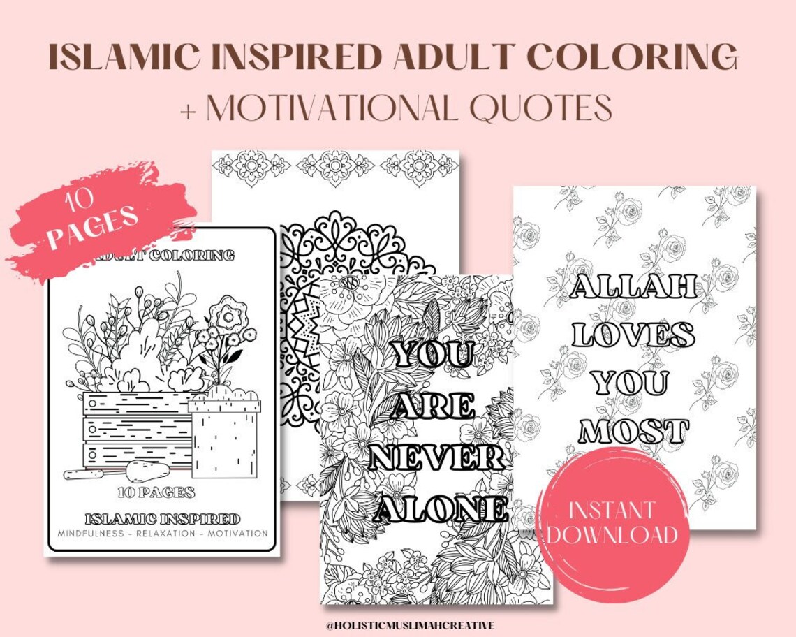 Islamic Art | Islamic Gift Coloring | Motivational Quote Pages | Adult ...