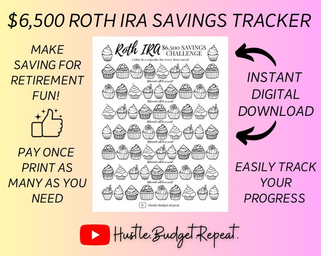 Roth IRA 6.5K Dollar Savings Tracker | Retirement Savings Tracker ...