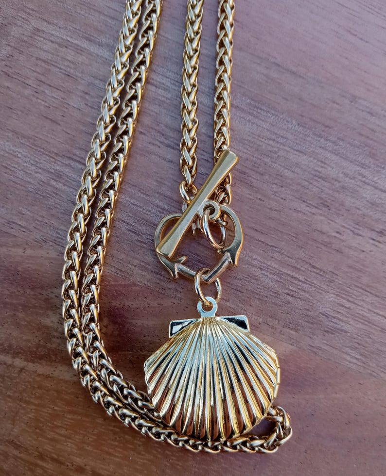 Gold Filled Seashell Locket Necklace, Photo Keepsake - Etsy