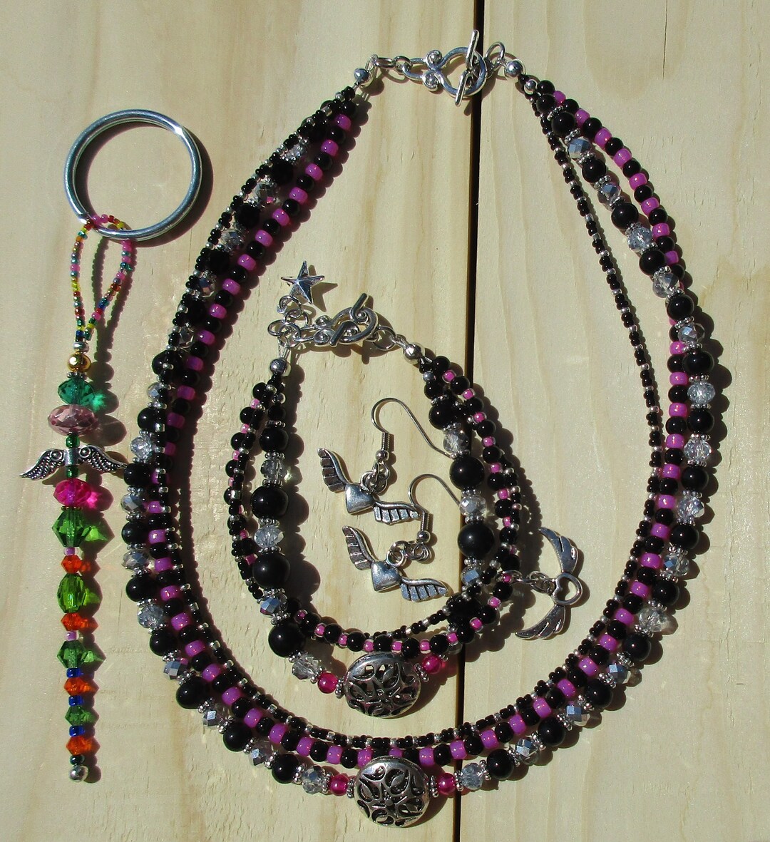 The Pretty Punky Gothic Chick: Obsidian, Silver and Pinks, Necklace ...