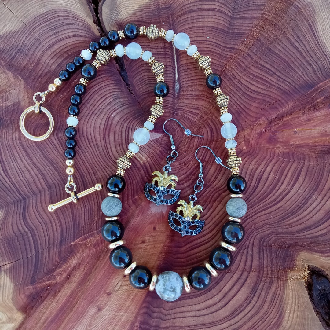 Obsidian Tree Agate Moonstone Selenite Gold Tone Square Accent Beads ...