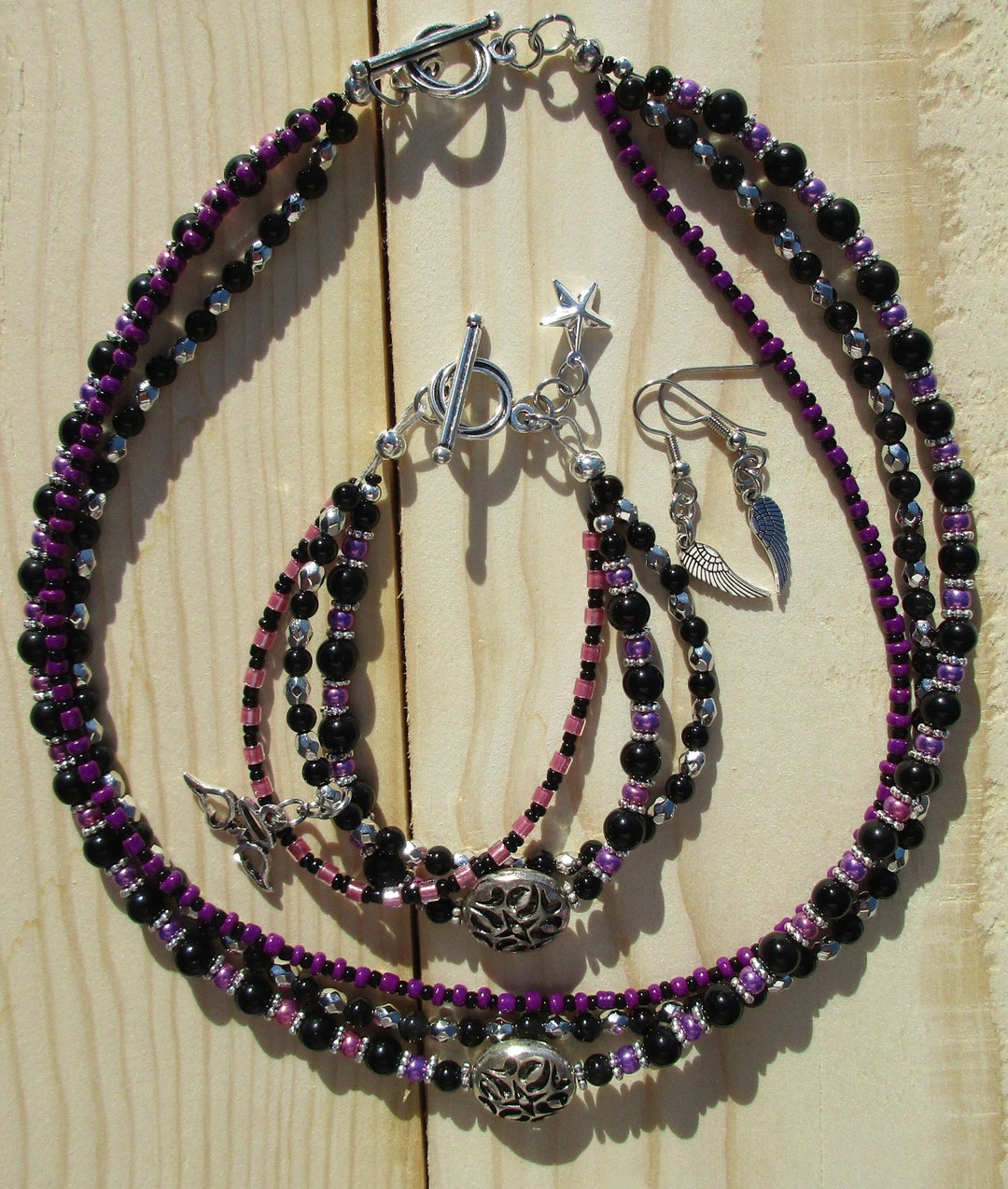 The Pretty Punky Gothic Chick: Obsidian, Silver and Pinks, Necklace ...