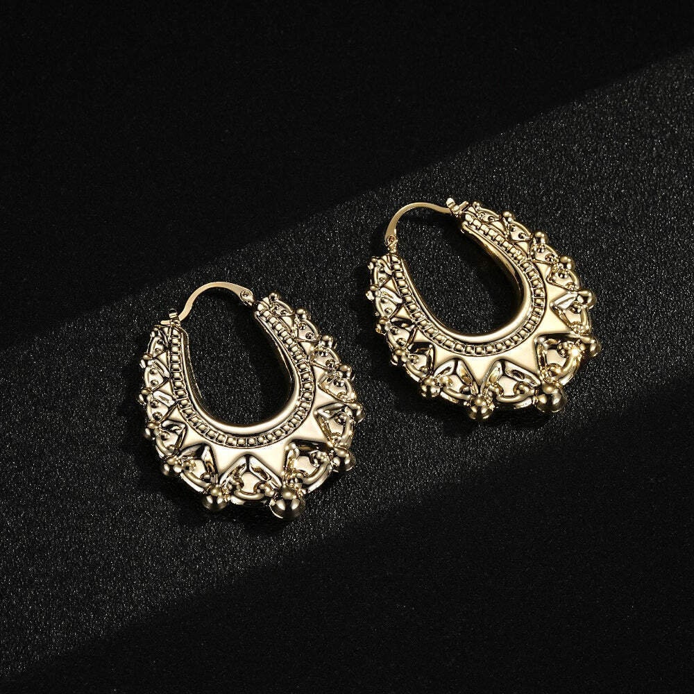 Extra Large Long Gold 18K GF Gypsy Creole Earrings Hoops - Etsy UK