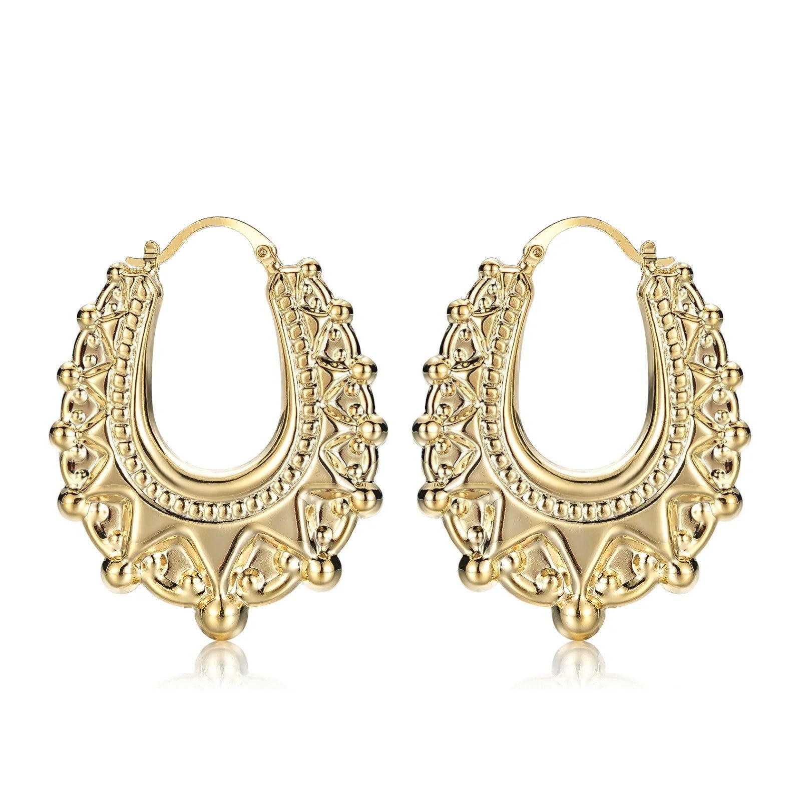 Extra Large Long Gold 18K GF Gypsy Creole Earrings Hoops - Etsy UK