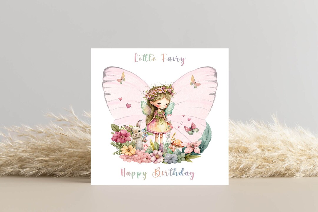 Fairy Birthday Card With Butterflies and Fairies, Pink Birthday Print ...