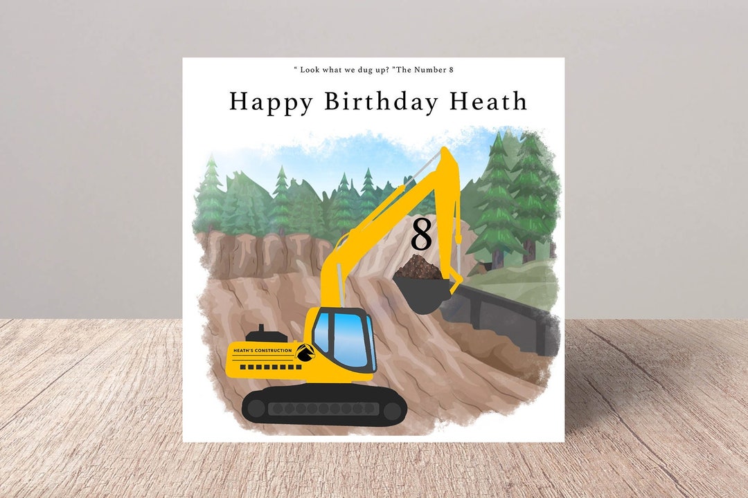 Customised Bulldozer Birthday Card With Personalised Message for Boys ...