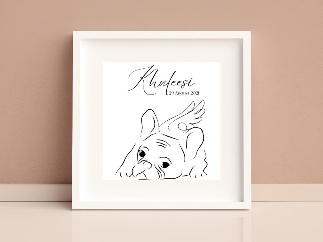 Personalised French Bulldog Digital Print | Frenchie Line Art Drawing ...