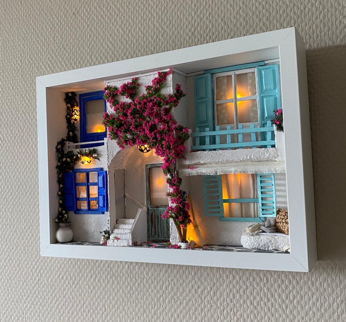 3d Wall Art Shadow Box Miniature Mediterranean Style Diorama - Etsy