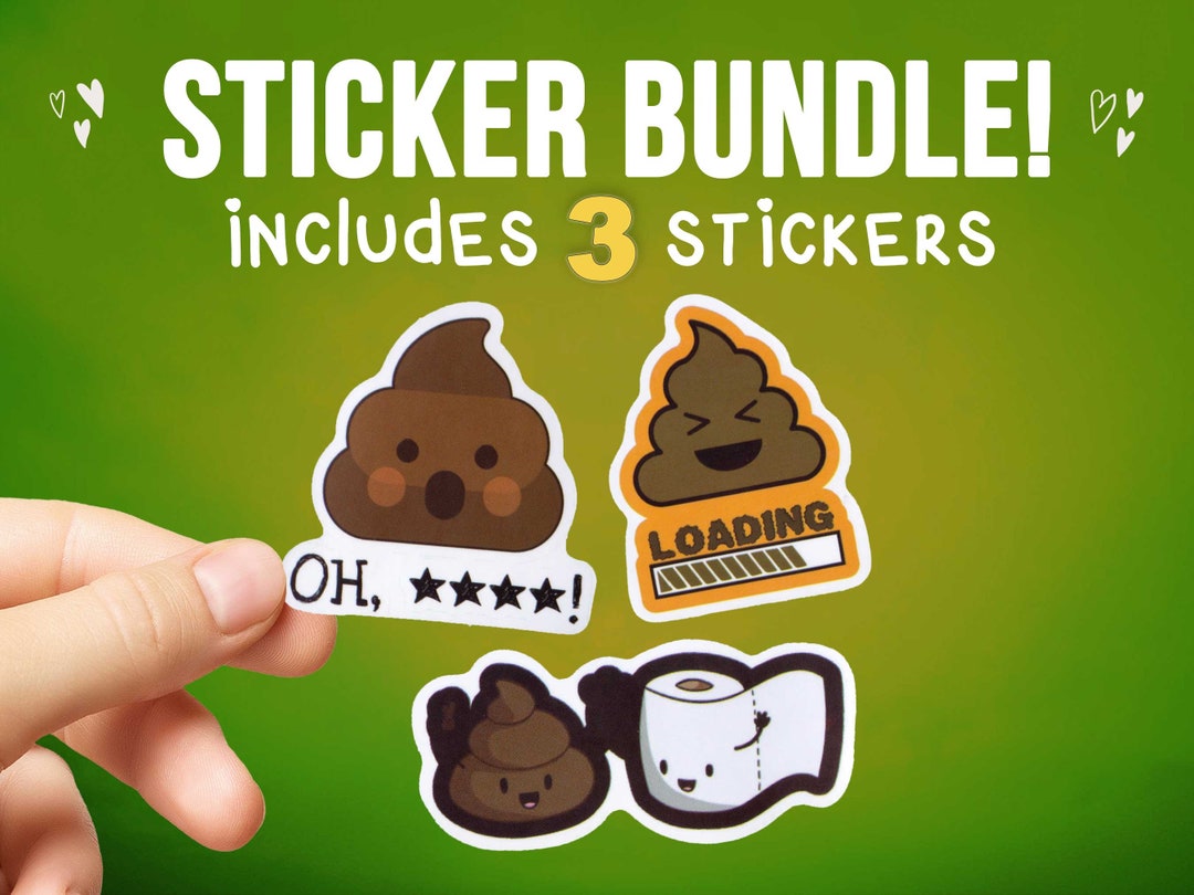 Poop Emoji Sticker Pack Funny Poop Stickers for Water - Etsy