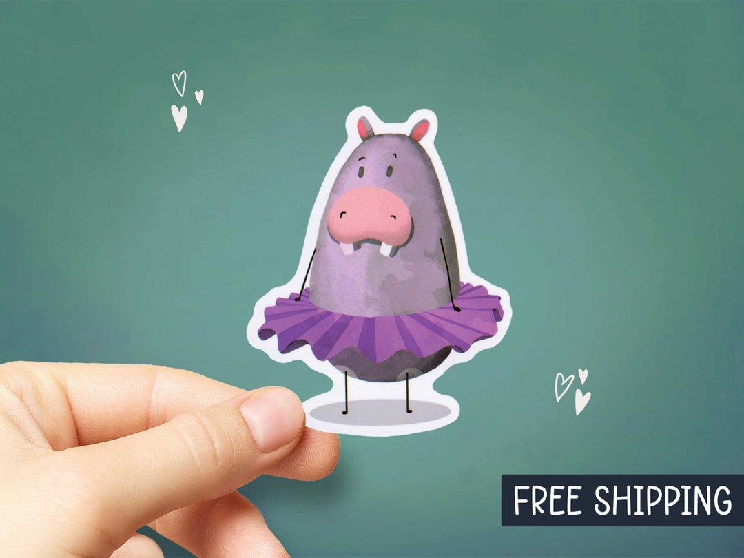 Hippo Sticker Hippo in a Tutu Decal Hippopotamus Sticker - Etsy
