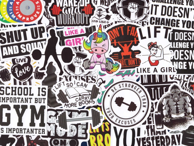 Gym Sticker Pack- Squat Sticker - Crossfit - Weight Lifting - Workout ...